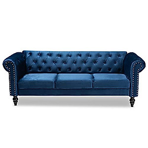 Baxton Studio Sofas, Navy Blue/Black