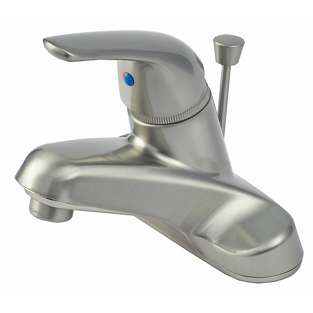 4" Single Handle Bathroom Commercial Lavatory Centerset Faucet with Matching Pop-Up Drain, Brass Built in Satin Nickel Finish, Washerless - by Plumb USA