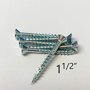 (1,000 Screws) #8 1-1/2" Screws 8x1-1/2 inch 38mm Woodworking Screws #2 Philips Phillips Flat Head Wood Screws Auger Point Deep Thread Countersinking Nibs Zinc Plated PBS T17 Cabinets + Interior