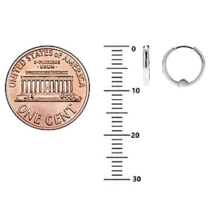 Ritastephens 10k White Gold Mini Huggies Hoops Earrings 1.5x9 Mm