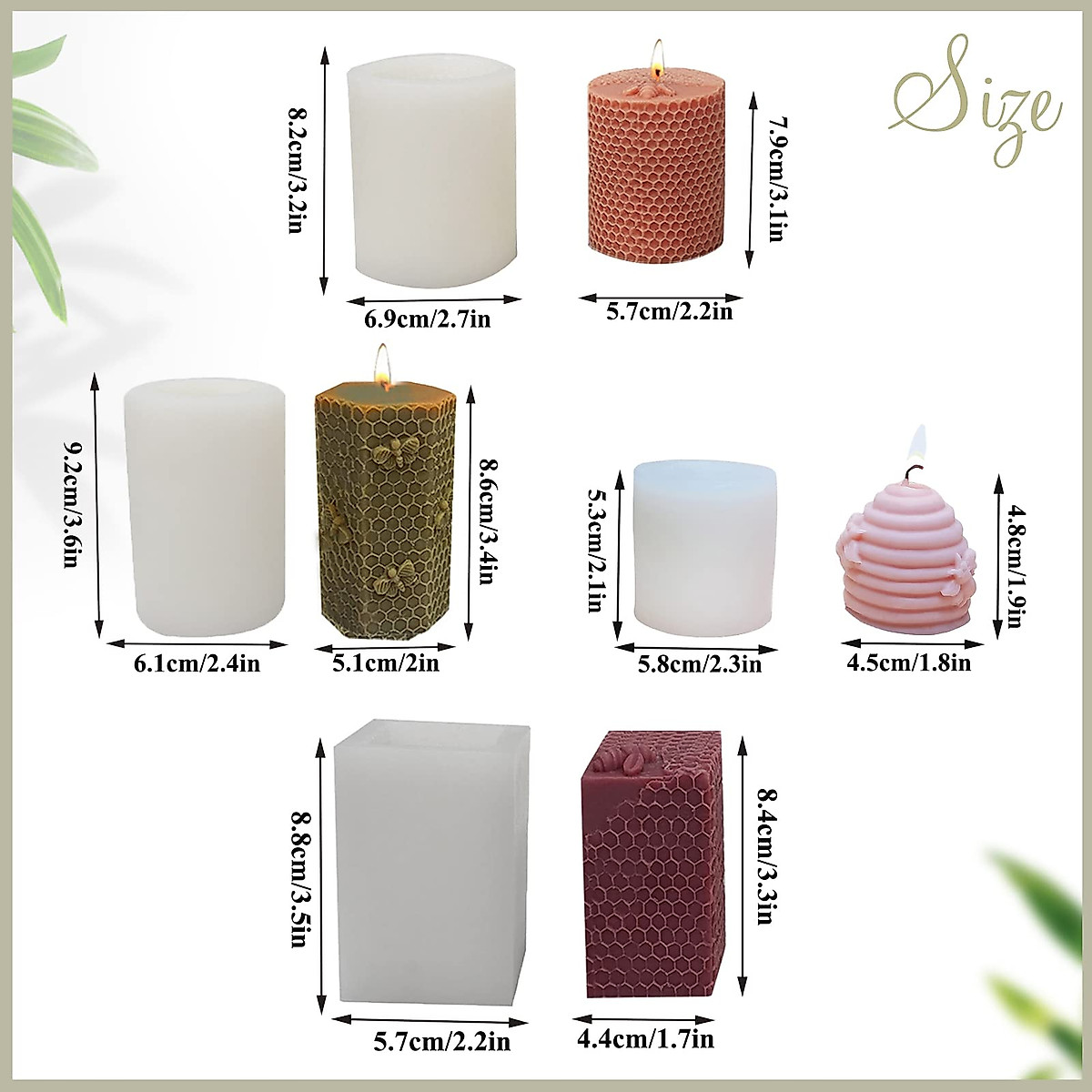 Candle Molds，4PC Pillar Candle Molds for Candle Making Resin Molds Silicone 3D Candle Moulds Bee Honeycomb Candle Making Kits for Soap Cake Mousse Ice Cream Clay DIY Artcraft Gift(Size : C)