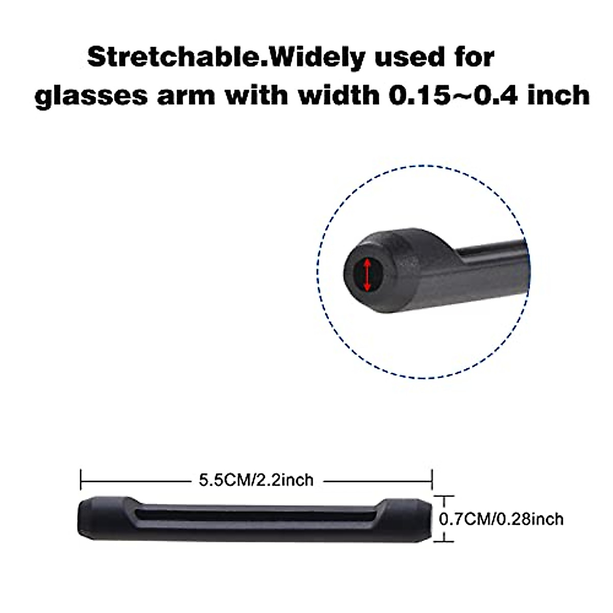 6 Pairs Silicone Eyeglasses Temple Tips Sleeve Retainer, Anti-Slip Elastic Glasses Ear Grip Comfort Eyeglasses Retainers Behind The Ears for Reading Glasses Sunglasses (Black)