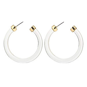 LEGITTA Leia Resin Hoop Earrings Transparent White Acrylic Round Circle Dangle Ear Drops Fashion Statement Jewelry for Women