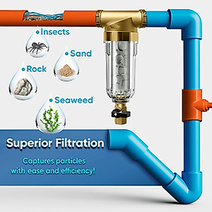 Aquaboon 50 & 200 Micron Reusable Spin Down Sediment Filter for Well Water AB-PF50M Whole House Sediment Water Filter System 1" MNPT+3/4" FNPT - Sediment Trap Pre-Filtration - Water Prefilter System