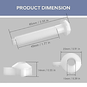 TOIWANI Universal White Plastic Toilet Seat Hinge Bolts and Nuts Replacement Kit for Top Mount Toilet Seat Hinges Durable Plastic Screws and Washers Ideal for Fixing and Securing Toilet Seats (2 Pack)