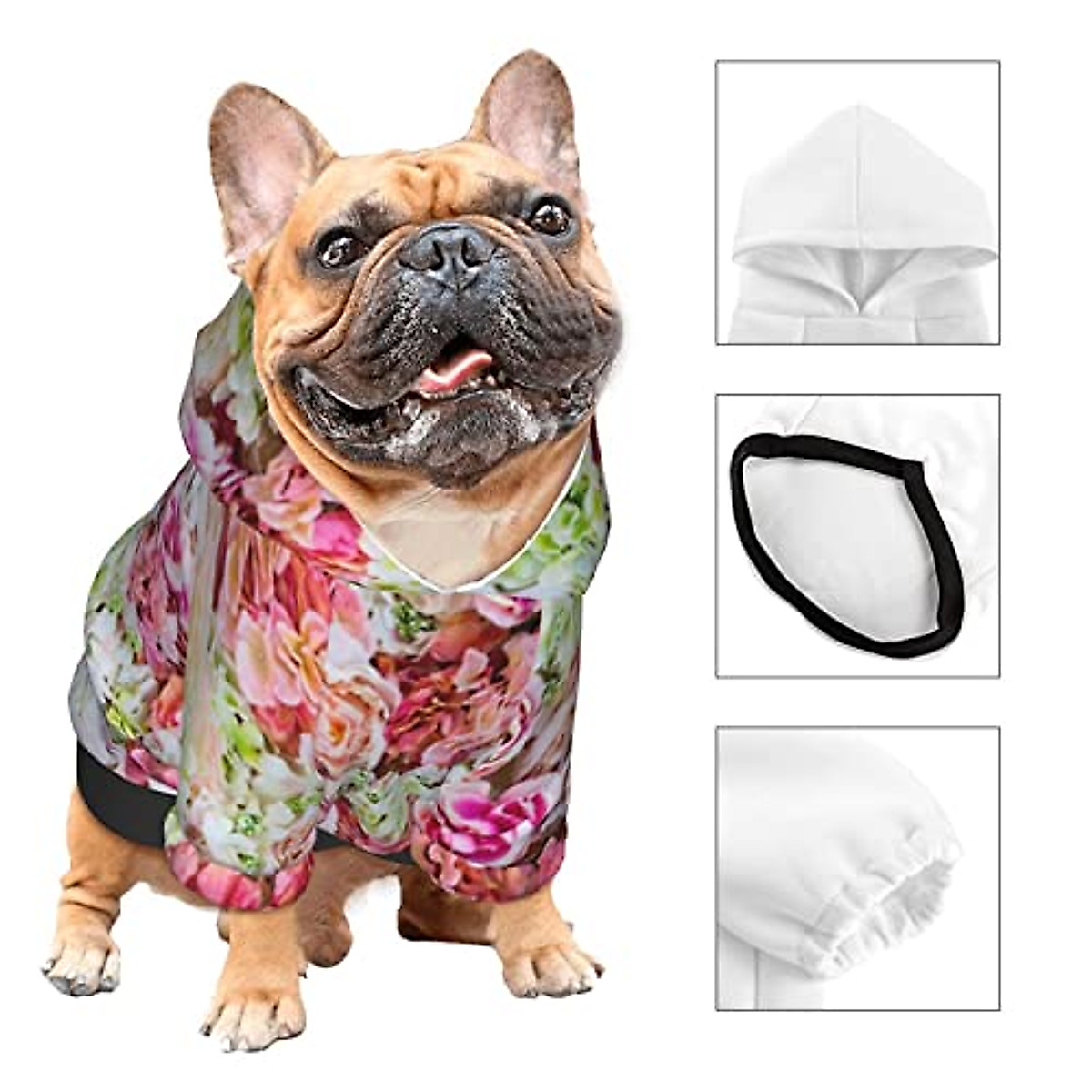 Watercolor Roses Dog Hoodies, Pet Clothes Costumes, Pets Wear Hoodie Sweatshirts Jacket for Dogs Cats Cosplay Party, Small