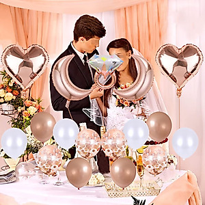 Maigendoo Wedding Balloons Set Just Married Banner Heart Star Moon Foil Mylar Balloon Diamond Balloon Confetti Balloon Latex Balloons Kit for Bridal Shower Wedding Engagement Party Decorations