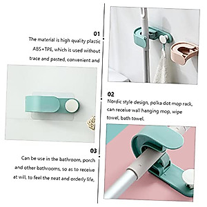 ABOOFAN 2pcs Storage Mop Hook Mop and Broom Holder Rack Adhesive Broom Holder Self Adhesive Mop and Broom Holder Heavy Duty Storage Hanging Hooks Mop Clip Garage Broom Holder Green Plastic