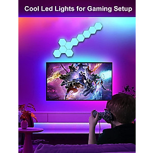 Amailand Hexagon Lights - RGB Wall Lights, Remote Controlled, Touch Sensitive Panels for Gaming Setup & Living/TV Room - 14 Geometric LED Panels