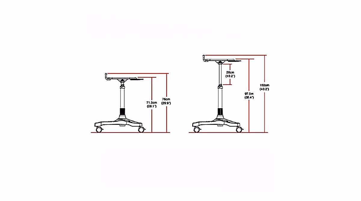Aidata LPD008P Mobile Sit Stand Laptop Desk Cart