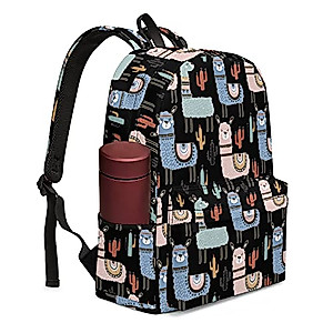 Llama Alpaca Backpack Bookbag Adjustable Shoulder Strap Daypack Travel Hiking Camping Backpacks for Women Teens