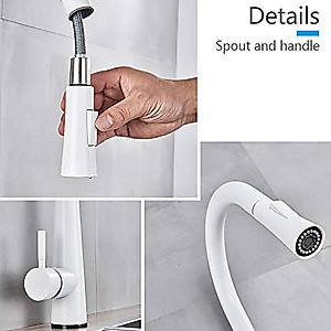 Kitchen Sink Faucet for Bar Farmhouse Commercial, Touch Sensor White Kitchen Faucet, White Pull Out Kitchen Mixer Faucets, Black Smart Sensor Stream Spray Mode Mixer Taps (Color : White)
