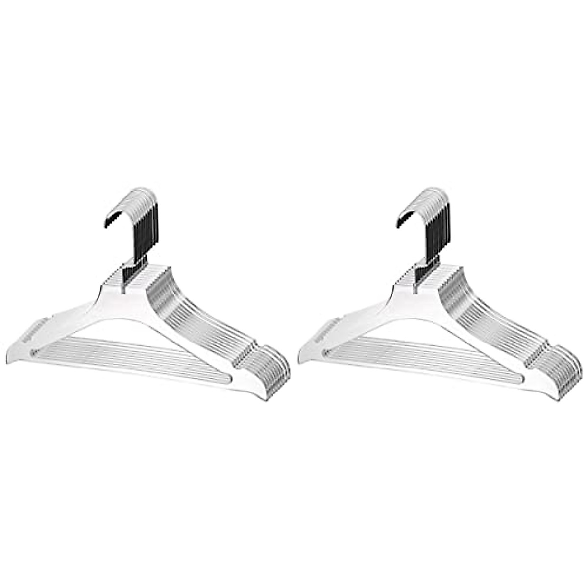 YBM Home Quality Acrylic Clear Coat Hangers Made of Clear Acrylic for a Luxurious Look and Feel for Wardrobe Closet, Clothes Hangers Organizes Closet, with Bar, Silver w/Flat Hook, 4120-20