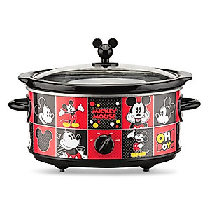 Disney DCM-502 Mickey Mouse Oval Slow Cooker with 20-Ounce Dipper, 5-Quart, Red/Black
