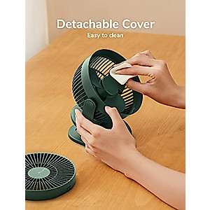 JISULIFE Clip on Baby Stroller Fan, 4000mAh Battery Operated Fan, Portable Personal Small Fan, Quiet & Narrow Slot Design, 4 Speeds, Max 14 Hrs, Ideal for Bed, Desk, Car Seat - Dark Green