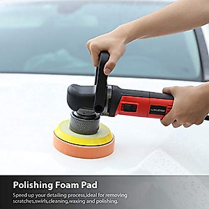 MANUSAGE 9pcs 6-Inch Polishing Pads Kit with 6 Car Foam Buffing Sponge Pads,2 Woolen Pads,5/16" M8 Hook & Loop Backing Plate for Polishing,Sanding,Waxing,Sealing Glaze