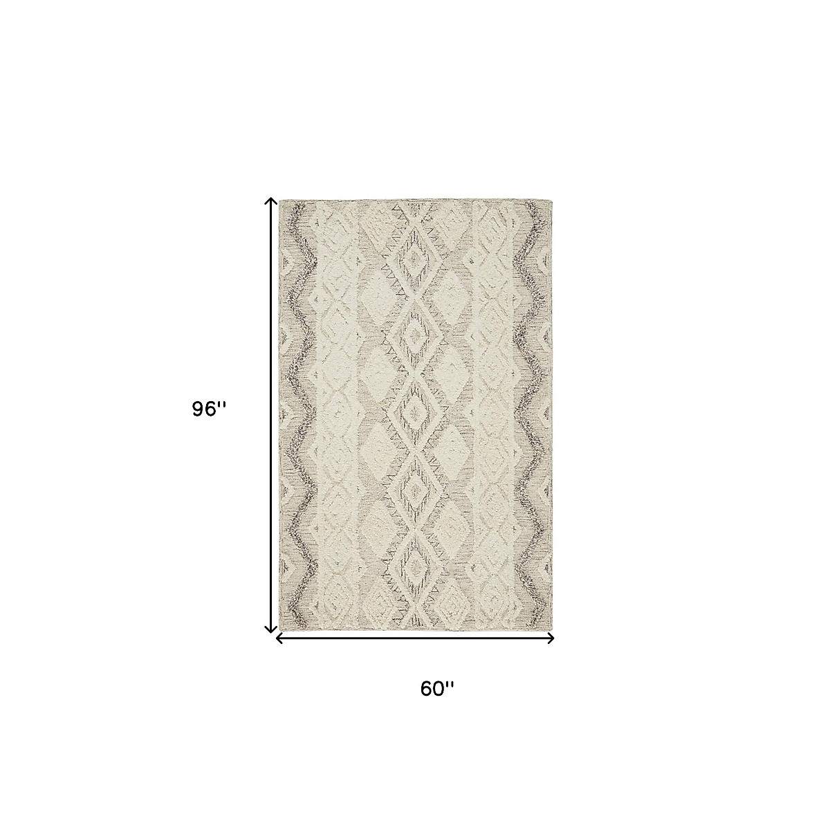 8' X 10' Ivory Taupe And Gray Wool Geometric Tufted Handmade Stain Resistant Area Rug