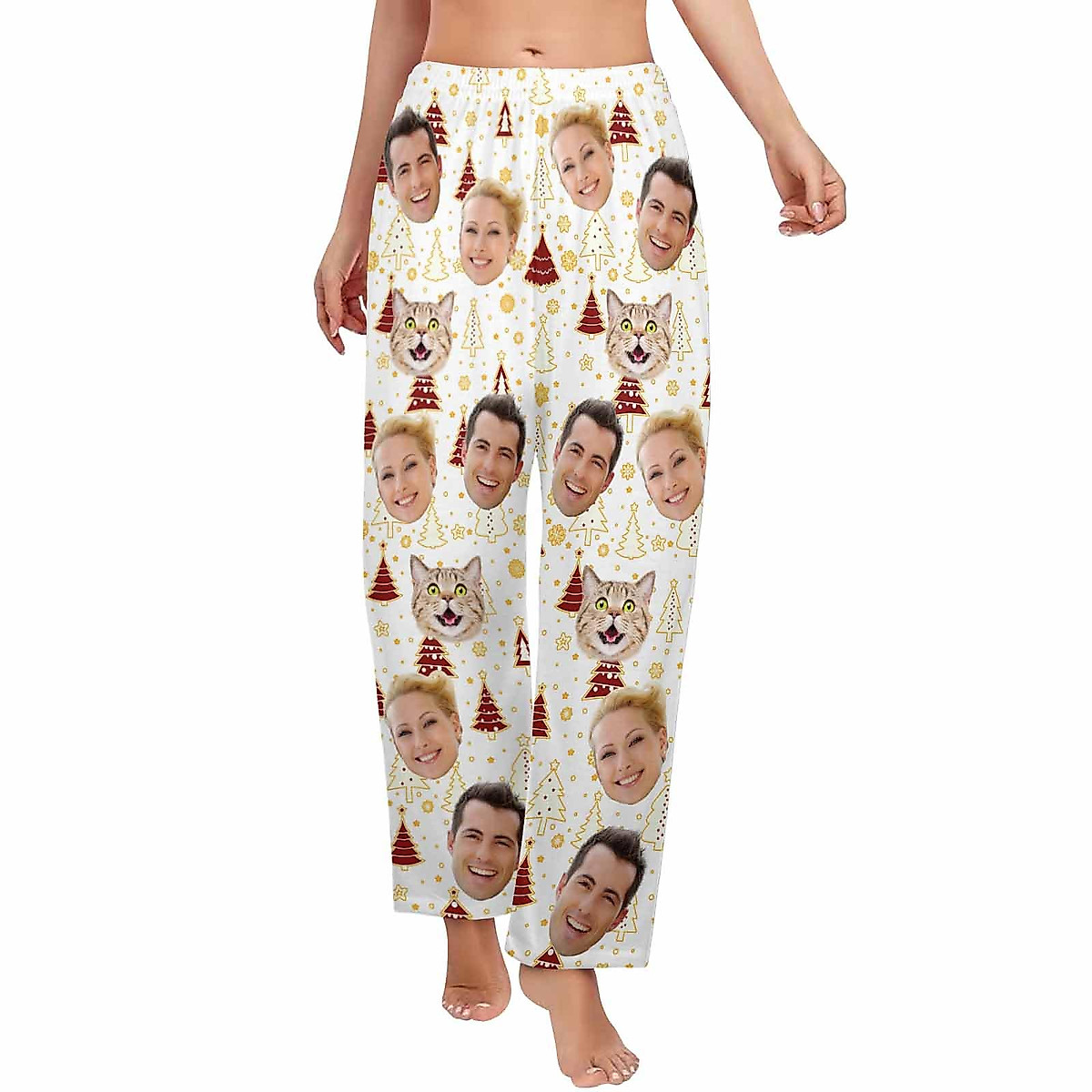Personalized Face Photo Pajamas for Men Women Custom Christmas Face Pajama Pants Sleepwear Bottoms for Christmas Birthday