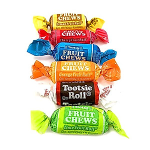 LaetaFood Tootsie Roll Chewy Candy, Assorted Taffies Fruit & Chocolate Flavors (1 Pound Bag)