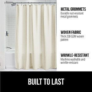 Gorilla Grip Waffle Shower Curtain, Thick Weighted Fabric, Wrinkle and Rust Resistant, Hotel Quality Design, Heavy Duty Long Curtains for Bathroom Showers, Bath Tubs, Machine Wash, 72x72 Ivory Cream