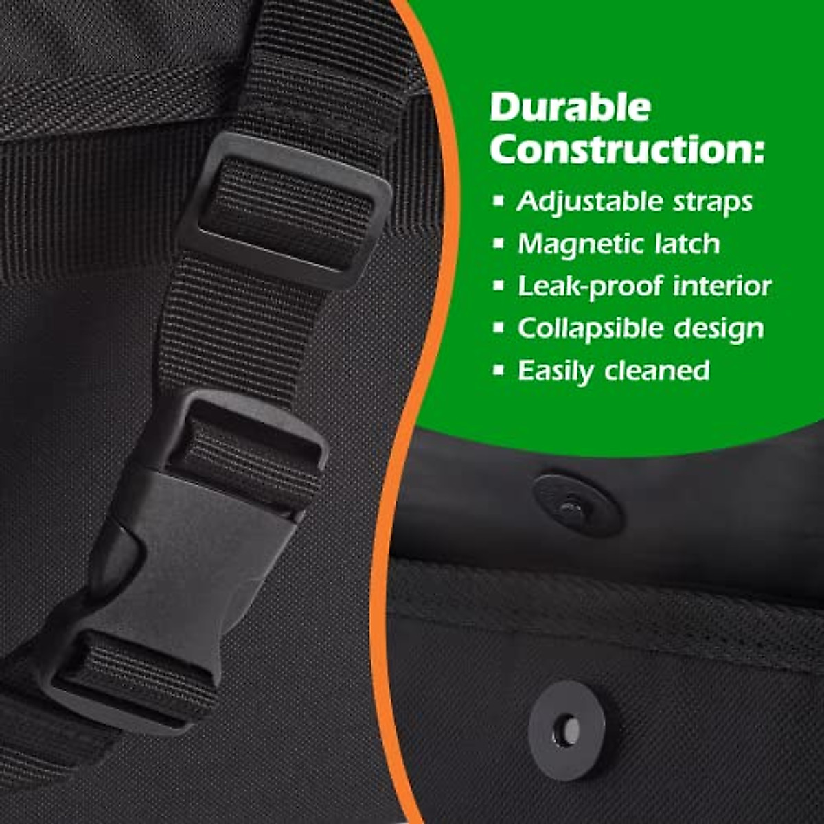 Drive Auto Car Trash Can - Collapsible, Leakproof Garbage Bin with 20 Trash Bags and Adjustable Strap - Car & Truck Accessories for Men and Women - Black, Large