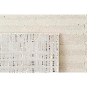 Revival Rugs Soloba 6'7"x9' Washable Area Rug for Living Room Bedroom - 100% Recycled Oeko-TEX Certified, Medium Pile, Beige, Cream