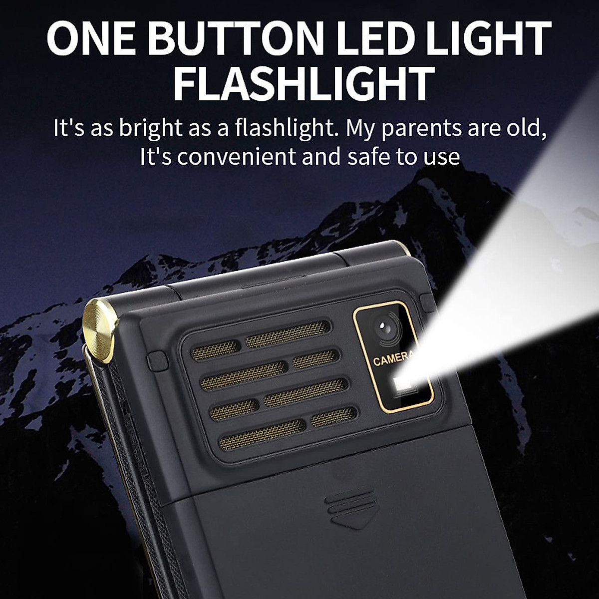 Yunseity Senior Flip Phone, HD Dual Screens SOS Buttons Large Fonts Loude Volume Easy Mobile Phone, 8 Family Numbers Flip Cellphone with Flashlight Radio E Book for Elderly Kids (Black)