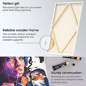 ARTEZA Stretched Canvas, 24 x 36 Inches, Pack of 2, Blank White Large Canvas for Acrylic, Oil and Gouache Painting