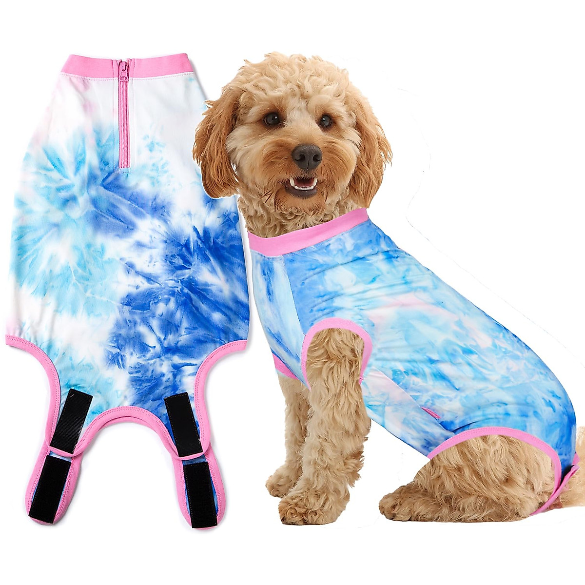 Wabdhaly Dog Surgery Recovery Suit for Medium Female Spay,Anti Licking Dog Surgical Recovery Onesie,Tie Dye Blue Pink M