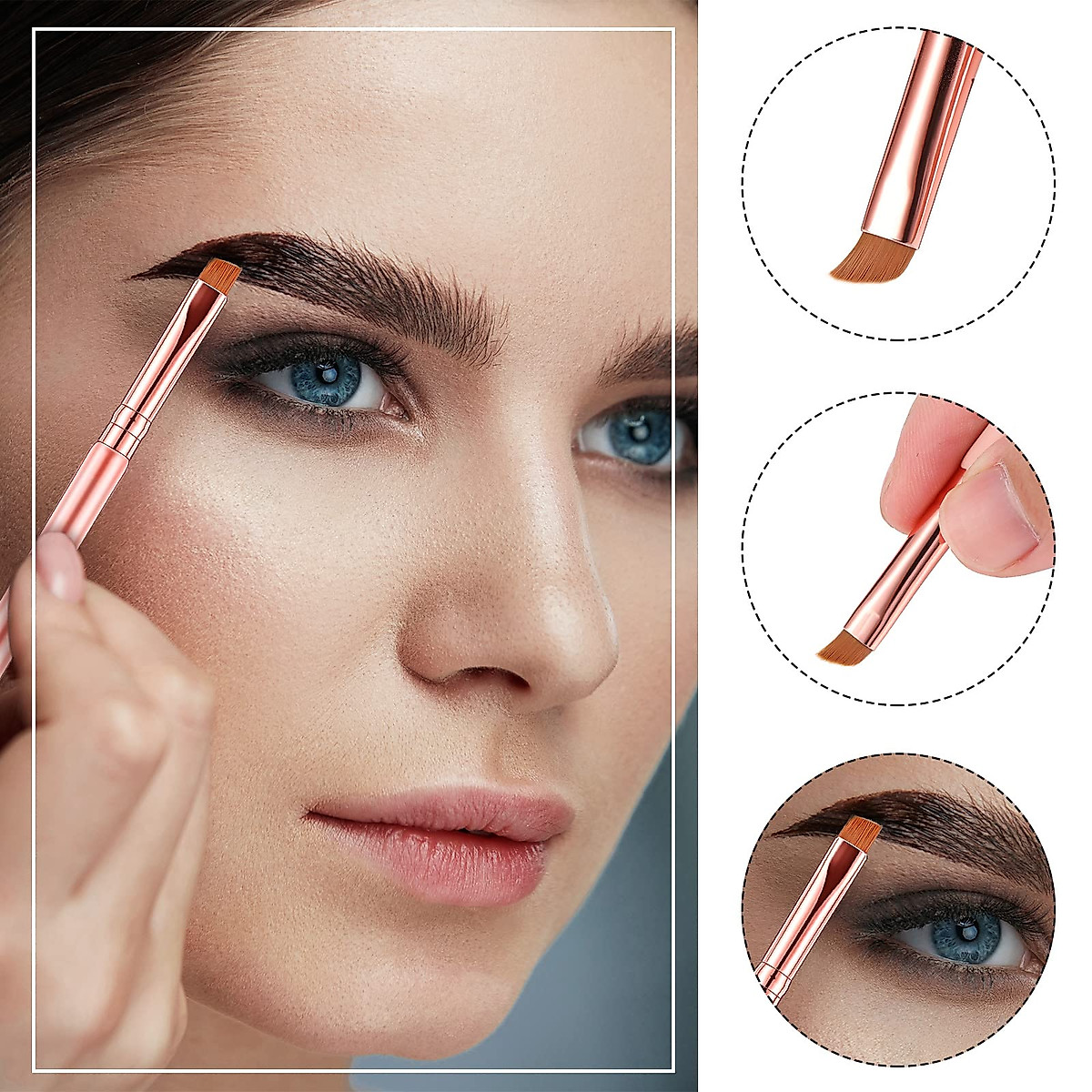 12 Pieces Eyebrow Brush Angled Eye Brow Brush and Spoolie Brush Double Ended Eyebrow Brushes Multi-functional Mini Eyelash Brushes for Precision Application Blending Tinting Eyebrow Powders Waxes Gels