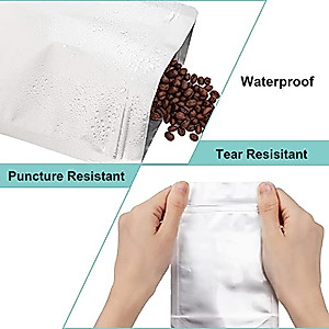 100 pcs Mylar Bags, Resealable Bags, Large Mylar Bags for Food Storage, Sealable Bags for Packaging, Aluminum Bags 10 Mil Thickness with 400cc Oxygen Absorbers & 100 Labels, 3 Sizes (10x14, 6x9, 4x6 inches)