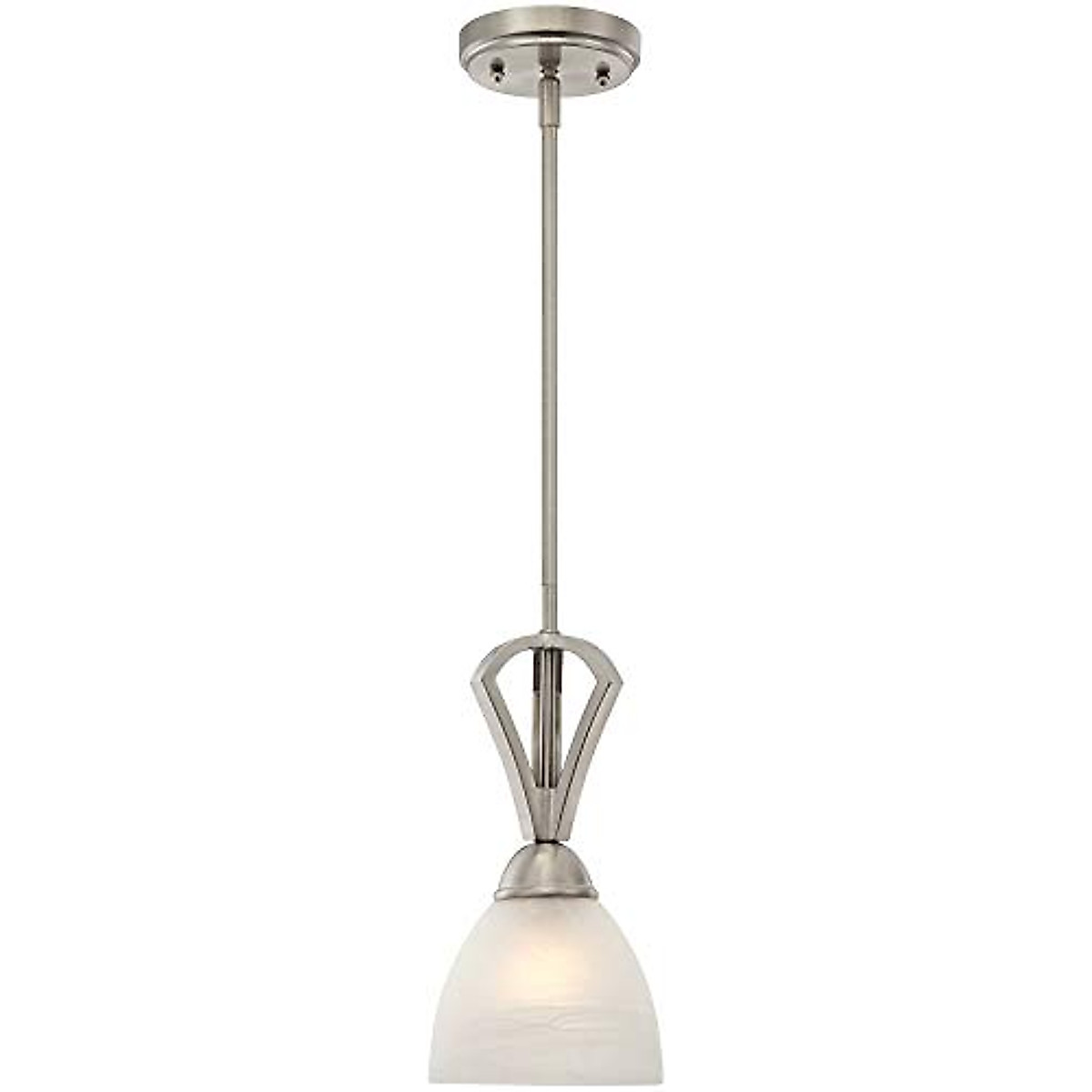 Possini Euro Design Milbury Satin Nickel Silver Mini Pendant Light 6" Wide Modern White Alabaster Glass Shade Fixture for Dining Room House Entryway Bedroom Kitchen Island Hallway High Ceilings