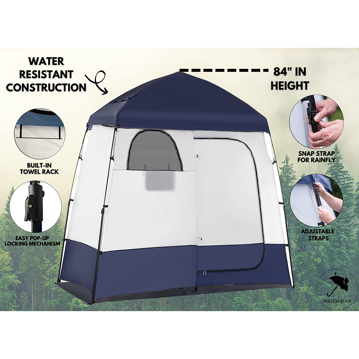 Double Shower & Changing Tent Privacy Beach & Camping Portable Pop Up Spray Tan & Toilet Shelter