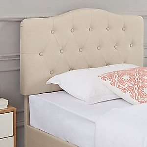 VECELO Classic Upholstered Platform Bed Diamond Stitched Cloth Panel Headboard/Mattress Foundation/Easy Assembly/Strong Slat Support Twin,Beige