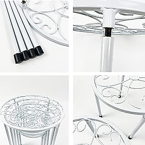 HAINARverS Metal Plant Stands 5-Pack, Heavy Duty Rustproof Iron Corner Flower Pot Stand Holder,Round Supports Display Rack Tiered Plant Stand Shelf For Indoor And Outdoor Multiple (White)