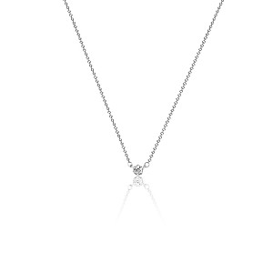 MIDEEO Silver CZ Diamond Necklace for Women Dainty Cubic Zirconia Solitaire Pendant Necklace Silver Plated Tiny CZ Simulated Diamond Necklaces Delicate Minimalist Jewelry Gifts