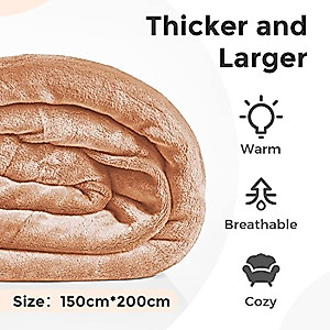 MOOFUN Sherpa Fleece Throw Blanket- 60 x 80 inches, Soft Fluffy Cozy Warm Fuzzy Machine Washable, Durable Blanket for Couch and Bed - Brown