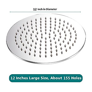 Welan Rain Shower Head Round 12 Inch Shower Heads High Pressure Angle Adjustable,304 Stainless Steel Waterfall Shower Heads Rainfall, Ultra-thin Pressure Boosting Large Showerheads