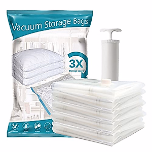 PicoHemmo Vacuum Storage Bags 10-PACK for Travel Packing Space Saver Bags for Comforters Blankets and Pillows Sealler Bags Hand Pump Included(S*2+M*3+L*3+J*2)