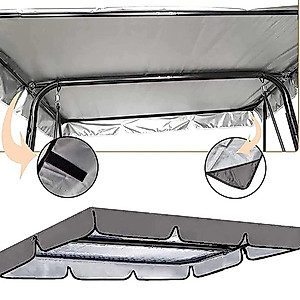 Outdoor Swing Canopy Replacement Cover 2 Seater Anti-UV Waterproof Oxford Cloth Patio Chair Top Cover for Swing Garden Porch Seat Furniture Parts - 64.5 x 44.9 x 5.9 inch for Home Garden