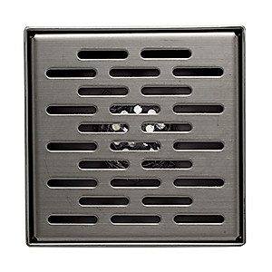 ALFI brand ABSD55C 5" x 5" Modern Square Stainless Steel Shower Drain with Groove Holes, Silver