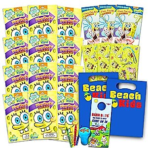 Nickelodeon Spongebob Squarepants Party Favors Pack ~ Bundle of 12 Spongebob Squarepants Play Packs with Stickers, Coloring Books, Crayons, Stamper (Spongebob Party Supplies)