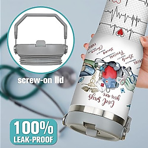 soeufnwhf 30oz Nurse Tumbler Cup with Handle Nurse Travel Coffee Mug, Nurse Nutrition Facts Tumbler, Best Nursing School Gifts, Nursing Graduation Gifts, RN Gifts for Nurses Appreciation Gifts, White