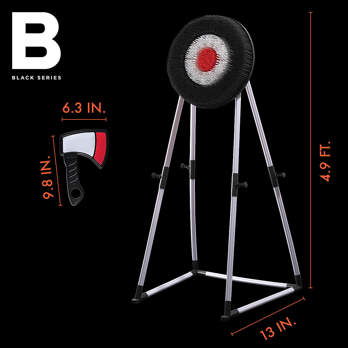 Black Series Axe Throwing Target Set, Includes 3 Axes & Bristle Target, Lightweight Plastic Axes with Blunted Edges, Safe for Indoor & Outdoor Use, Fun Party Activity Game