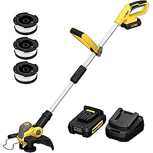 Walense 20V MAX Cordless String Trimmer/Edger with 2.0Ah Battery, 12 Inch Auto Feed Weed Grass Eater, Lightweight Portable Stretchable Electric Weed Whacker, Fast Charger & Replacement Spool Included