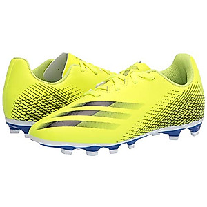 adidas Boy's X GHOSTED.4 Soccer Shoe, Solar Yellow/Black/Team Royal Blue, 5.5 Big Kid