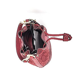 COACH Women's Mini Dempsey Bucket Bag In Signature Jacquard With Stripe Patch (Red Apple Multi)