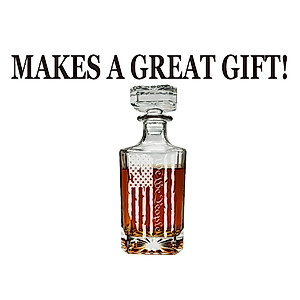 We The People Constitution American Flag USA Patriotic Whiskey Decanter Airtight Glass Stopper Custom Gift For Men Dad Veteran Father's Day