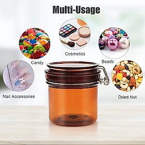 3 Pack 220ml Amber Storage Jar Plastic Sealed Container Wide Mouth Refillable Bottle Pot with Rotating Buckle Airtight Lid for Facial Mask Cosmetic Spices Candy Tea Coffee Bean