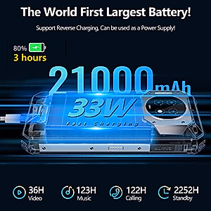 OUKITEL WP19 64MP Camera 8GB+256GB IP68 Waterproof Cellphone, 21000mAh Battery Android 12 Cell Phone, 6.78" HD+ Dual SIM 4G Smartphones OTG/NFC